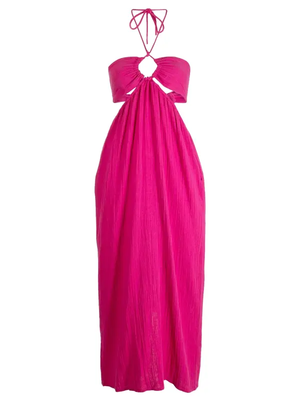Mara Hoffman Laila Halterneck Midi Dress - Pink