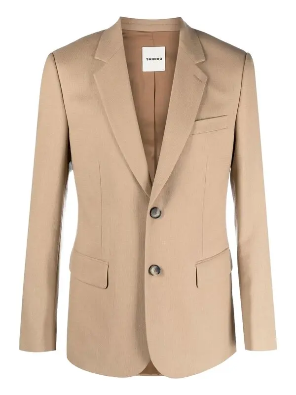 Sandro Wool Suit Jacket - Neutrals