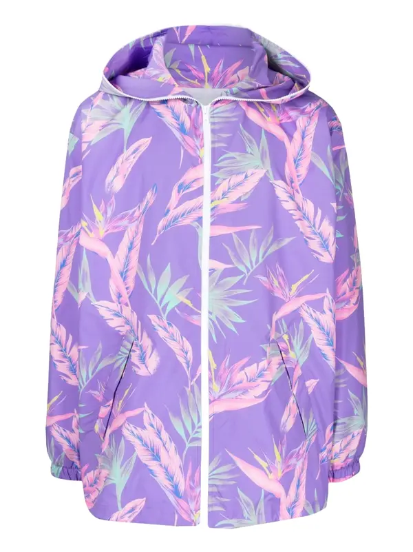 FUMITO GANRYU Botanical-print Zipped Jacket - Purple
