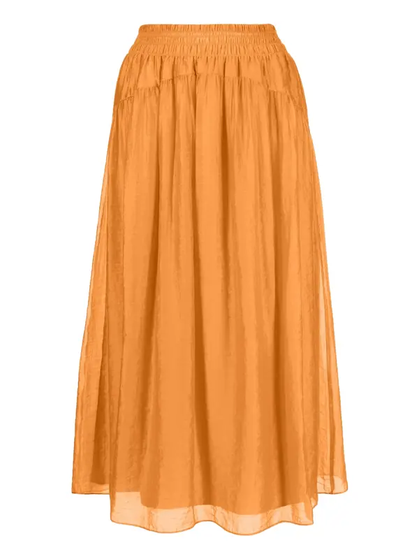 Vince Smocked-waist High-waisted Skirt - Orange