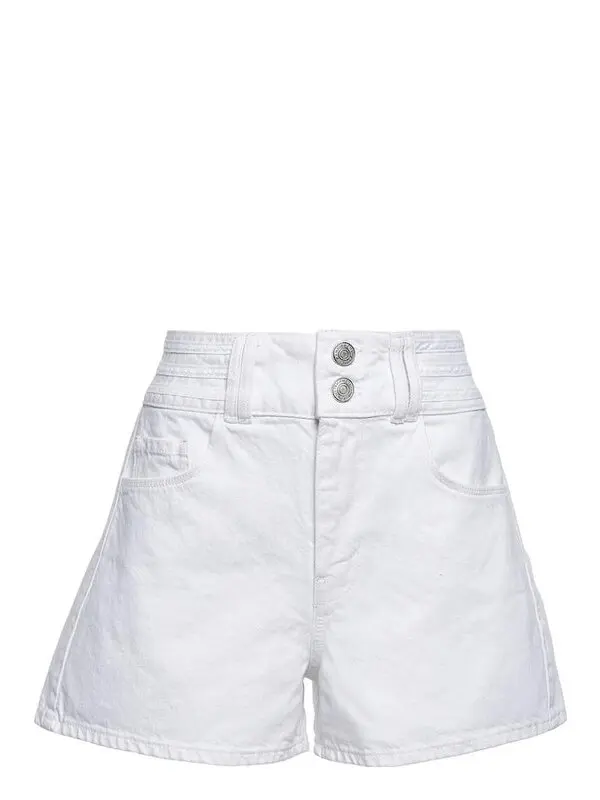FRAME Triple-stitch High-rise Denim Shorts - White