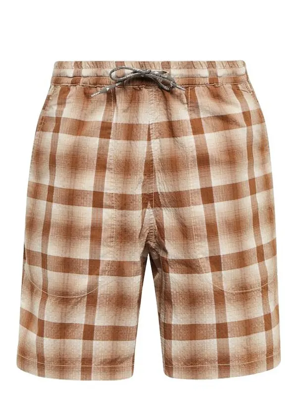 AND WANDER Dry Check Shorts - Brown