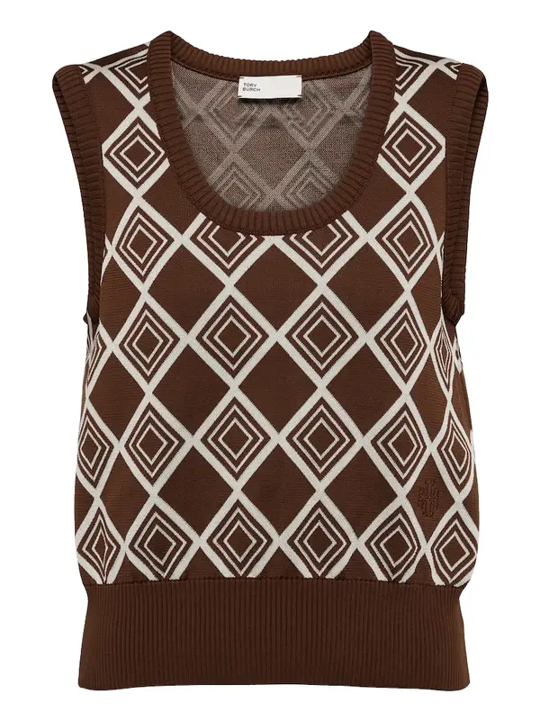 Tory Burch Jacquard Vest - Brown