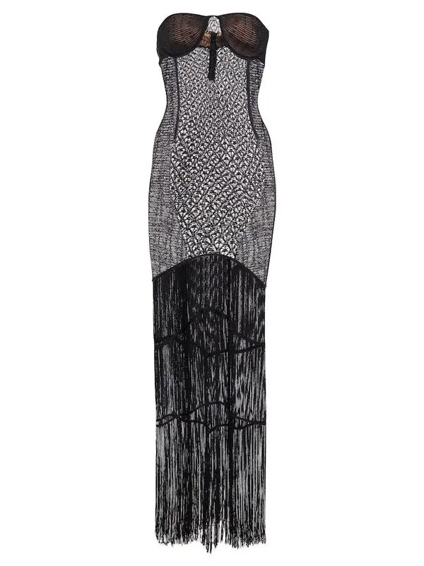 Khaite Liv Fringed Maxi Dress - Black