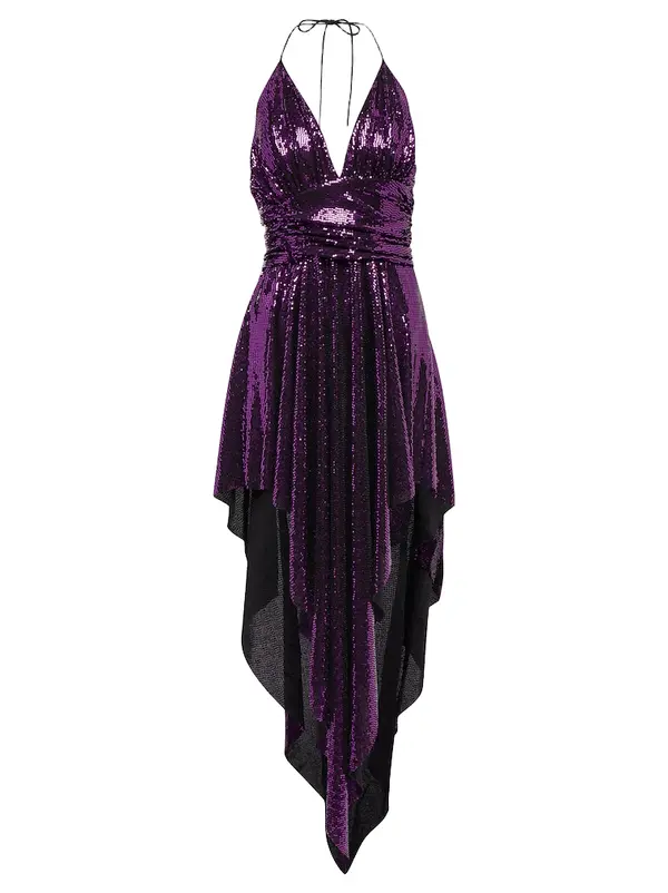 Alexandre Vauthier Embellished Asymmetrical Midi Dress - Purple