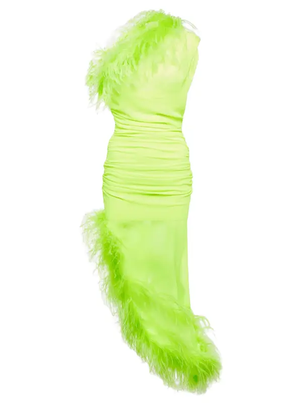 Giuseppe Di Morabito Feather-trimmed Midi Dress - Green