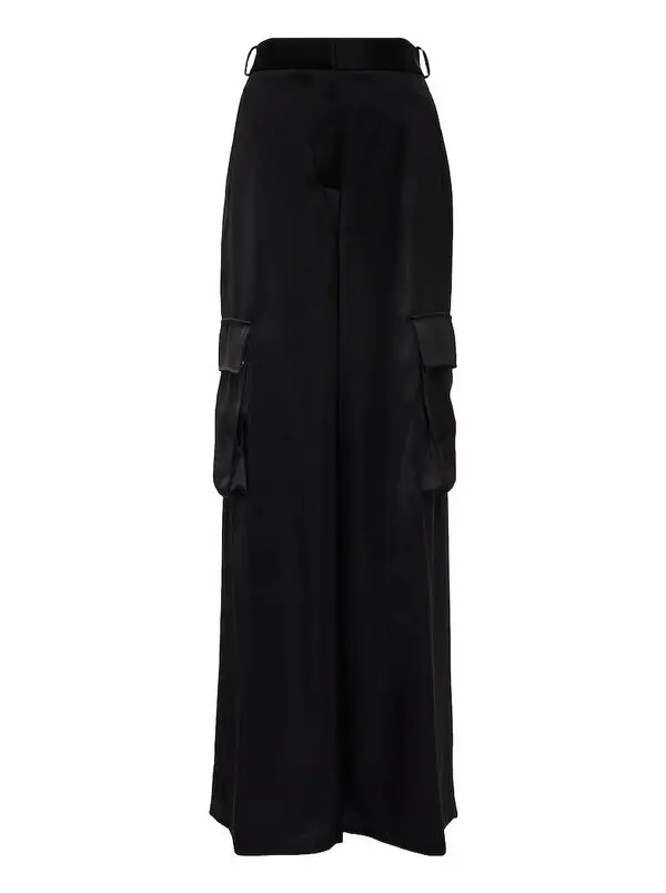 Versace High-rise Wide-leg Cargo Pants - Black