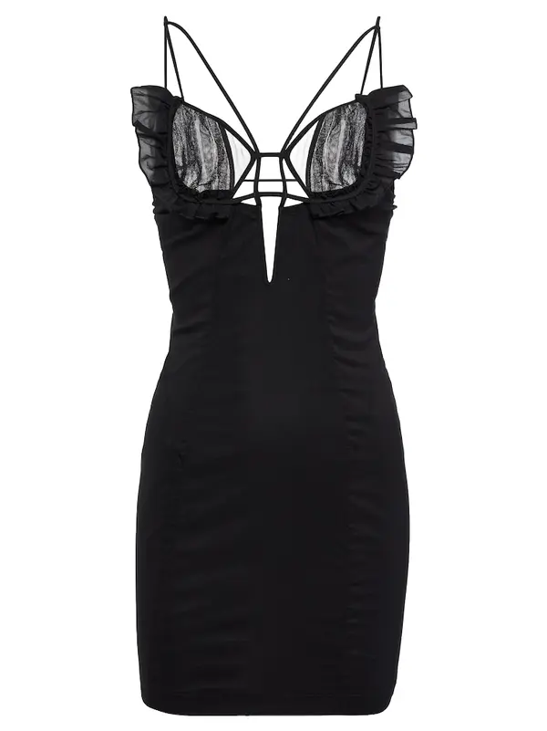NENSI DOJAKA Frill-trimmed Minidress - Black
