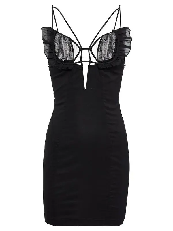 NENSI DOJAKA Frill-trimmed Minidress - Black