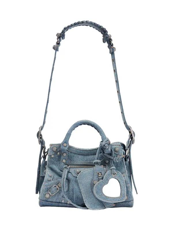 Balenciaga Neo Cagole Xs Denim Shoulder Bag - Blue