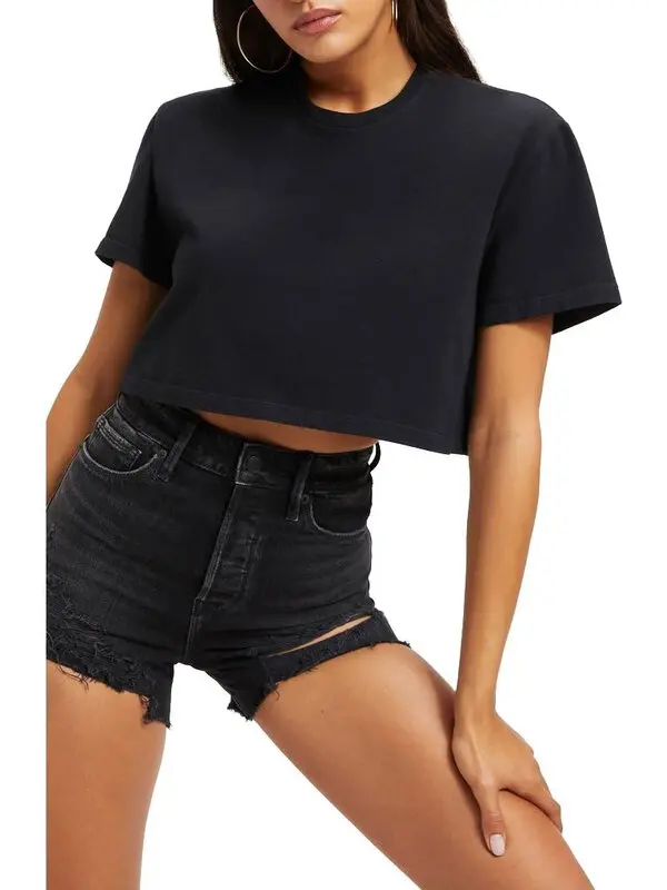 Good American Heritage Crop Cotton T-shirt - Black001