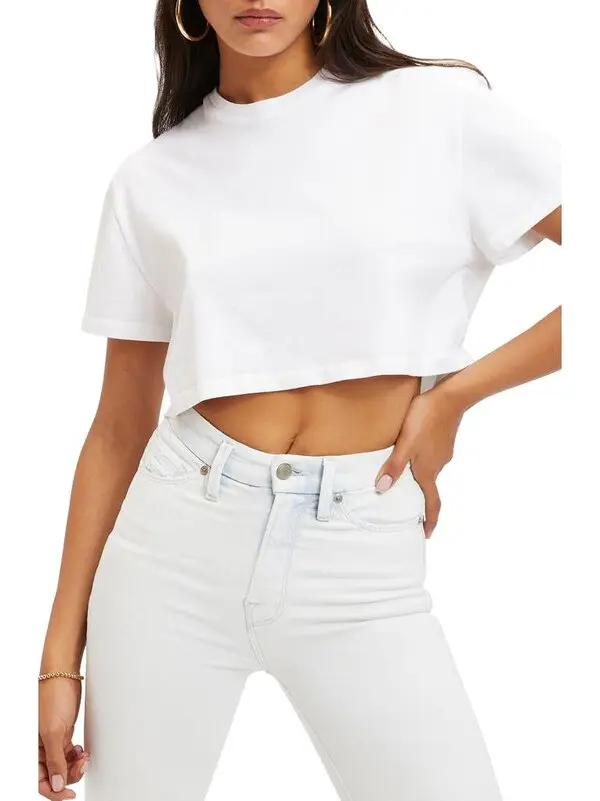 Good American Heritage Crop Cotton T-shirt - White001