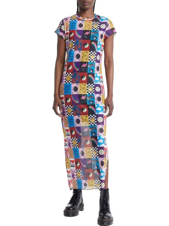 DRESSED IN LALA Patchwork Print Mesh Dress - Lala World