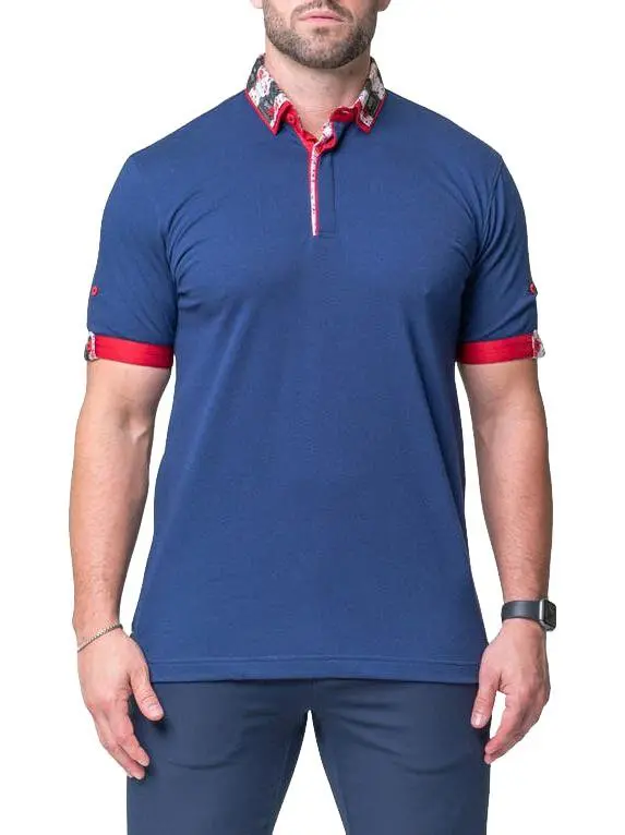 MACEOO Mozartsolidguilty Piqué Button-down Polo - Blue