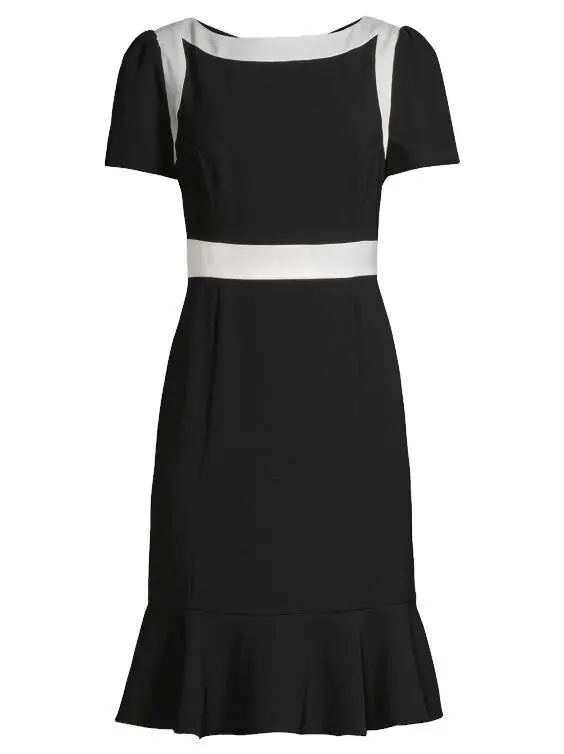 Shani Colorblocked Satin Dress - Black Ivory