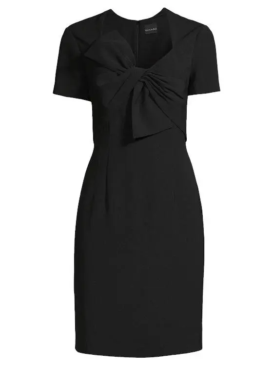 Shani Twisted Bow Crepe Cocktail Dress - Black
