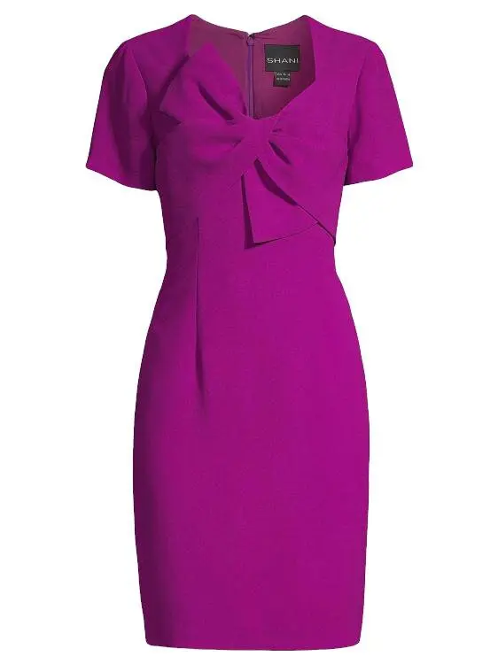 Shani Twisted Bow Crepe Cocktail Dress - Wine