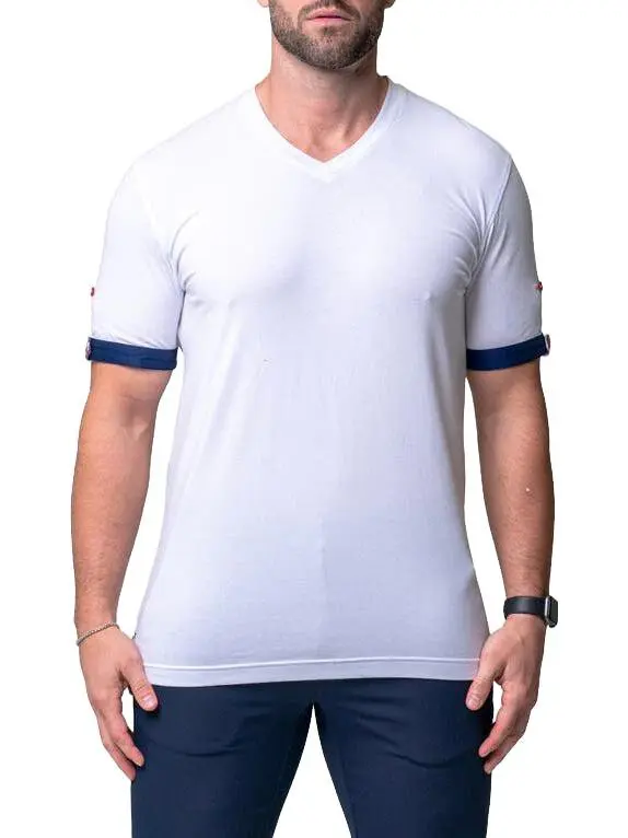 MACEOO Vivaldi Solid Game V-neck T-shirt - White