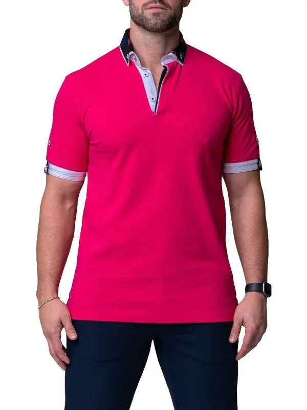 MACEOO Mozartsolidskull Fuchsia Piqué Button-down Polo - Pink