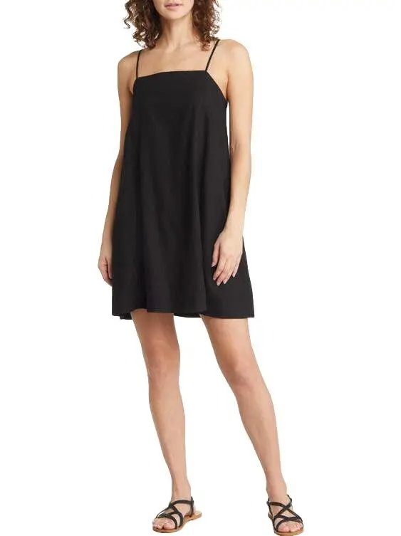 Treasure & Bond Linen Blend Shift Dress - Black