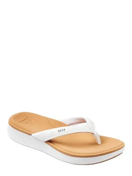 Reef Cushion Cloud Platform Flip Flop - White/tan