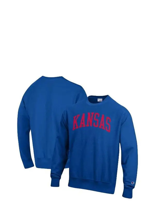 Champion Kansas Jayhawks Arch Reverse Weave Pullover Sweatshirt - Royal