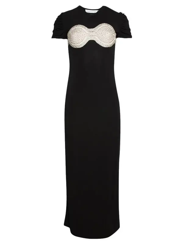 Christopher Esber Crystal Crochet Tee Shirt Dress - Black