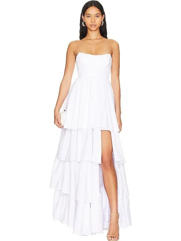 LOVERS AND FRIENDS Madison Tiered Gown - White