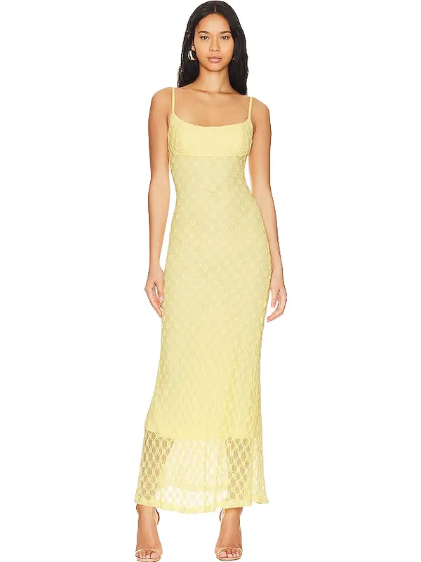 Bardot Adoni Mesh Maxi Dress - Canary Yellow