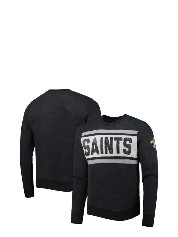'47 47 Heathered New Orleans Saints Bypass Tribeca Pullover Sweatshirt - Black