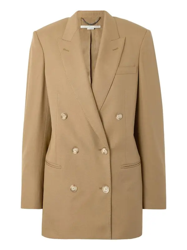 Stella McCartney Double-breasted Grain De Poudre Blazer - Brown