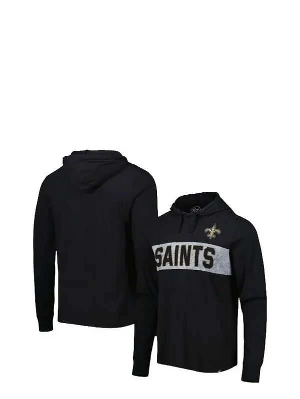 '47 New Orleans Saints Field Franklin Hooded Long Sleeve T-shirt - Black