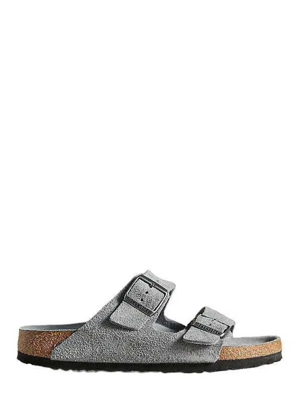 BIRKENSTOCK Arizona Suede Soft Footbed Sandals - Basalt Grey