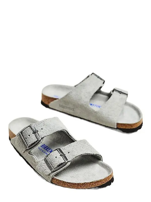 BIRKENSTOCK Arizona Suede Soft Footbed Sandals - Pure Sage