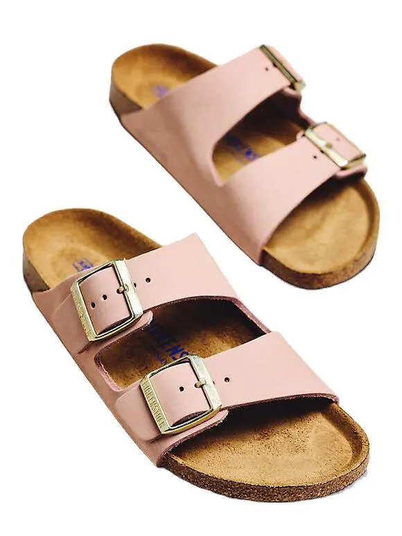 BIRKENSTOCK Arizona Suede Soft Footbed Sandals - Soft Pink