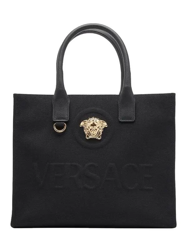 Versace Canvas & Leather Tote Bag - Black