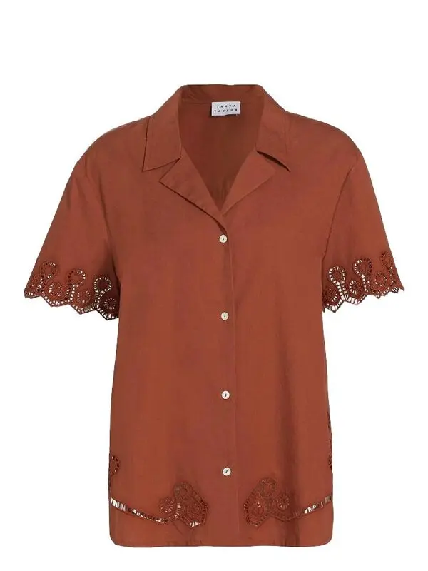 Tanya Taylor Taytum Cotton Button-front Top - Ginger