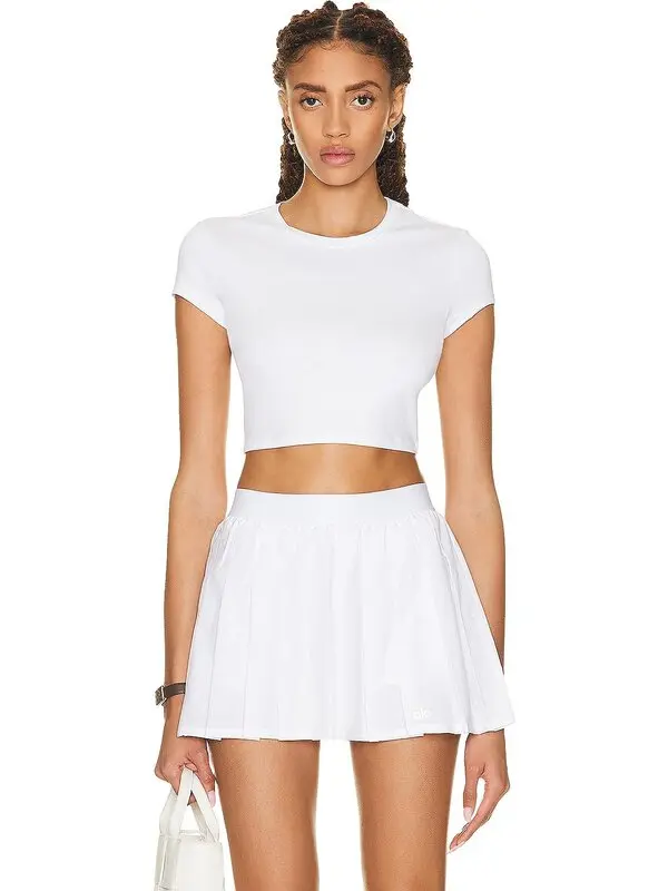 Alo Yoga Soft Crop Finesse Short Sleeve Top - White