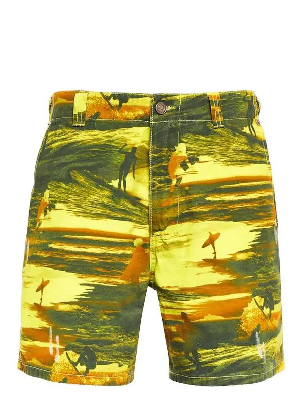 ERL Printed Cotton Shorts - Yellow