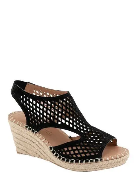 Gentle Souls By Kenneth Cole Cody Espadrille Wedge Sandal - Black Suede