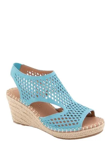 Gentle Souls By Kenneth Cole Cody Espadrille Wedge Sandal - Milky Blue Suede