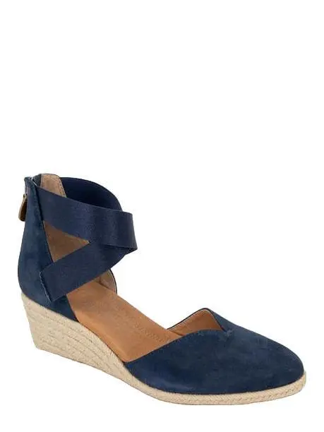 Gentle Souls By Kenneth Cole Orya Espadrille Wedge Sandal - Navy Suede