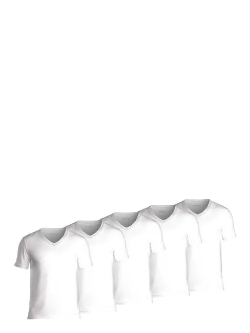 BOSS 5-packs Cotton V-neck T-shirts - White