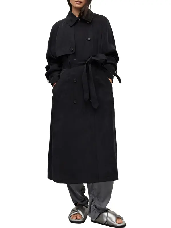 ALLSAINTS Kikki Relaxed Fit Double-breasted Trench Coat - Black