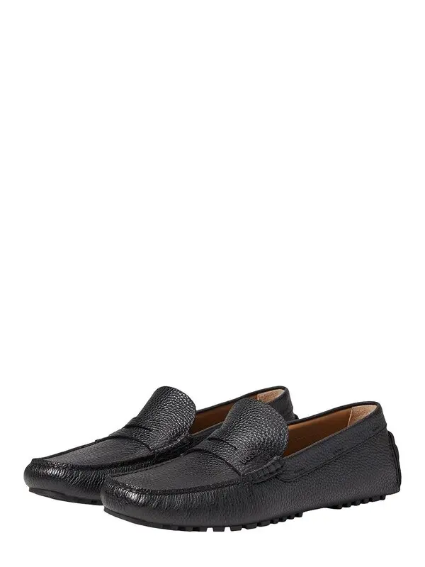 BOSS Grain Leather Moccasins - Black