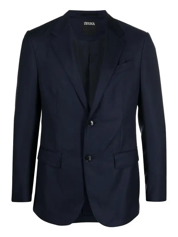 Zegna Notched-lapels Wool Blazer - Blue