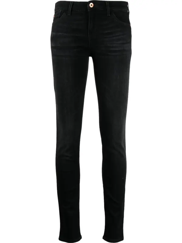 Emporio Armani Embroidered Logo Skinny Jeans - Black