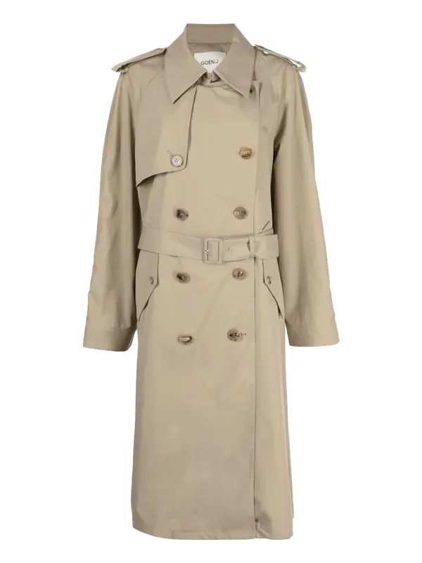 Goen.j Contrast-panel Double-breasted Trench Coat - Brown