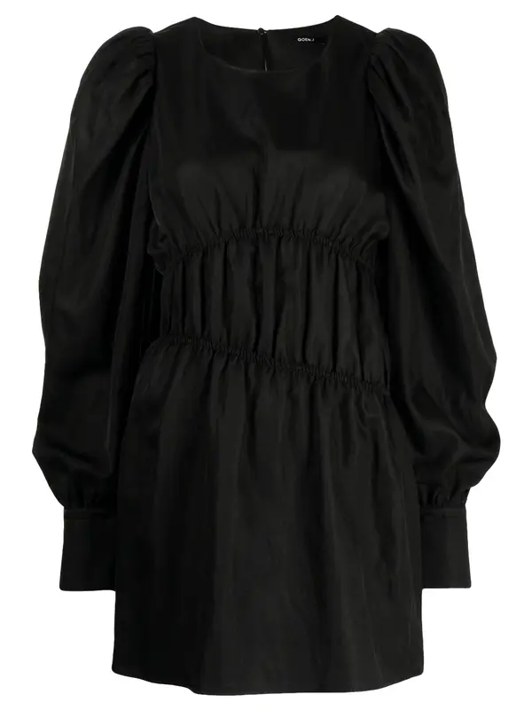Goen.j Puffed-sleeves Ruched Dress - Black