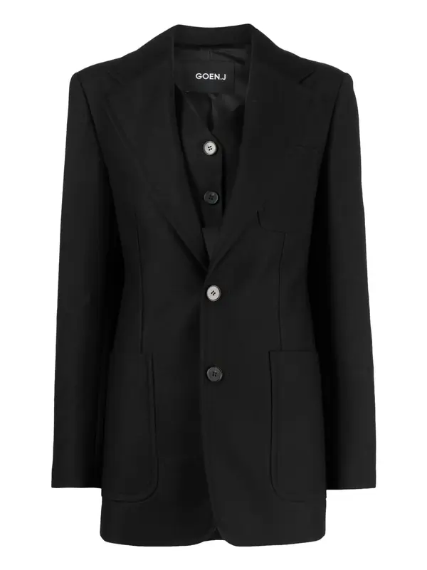 Goen.j Notched-lapels Single-breasted Blazer - Black